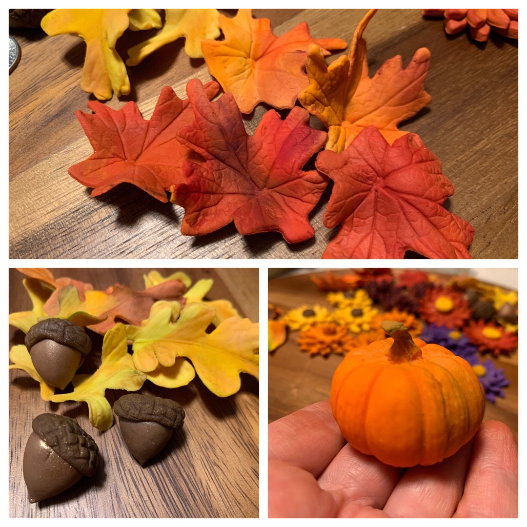 Leaves, Pumpkins, & Acorns Assortment for Autumn Fall Cake and Cupcake ...