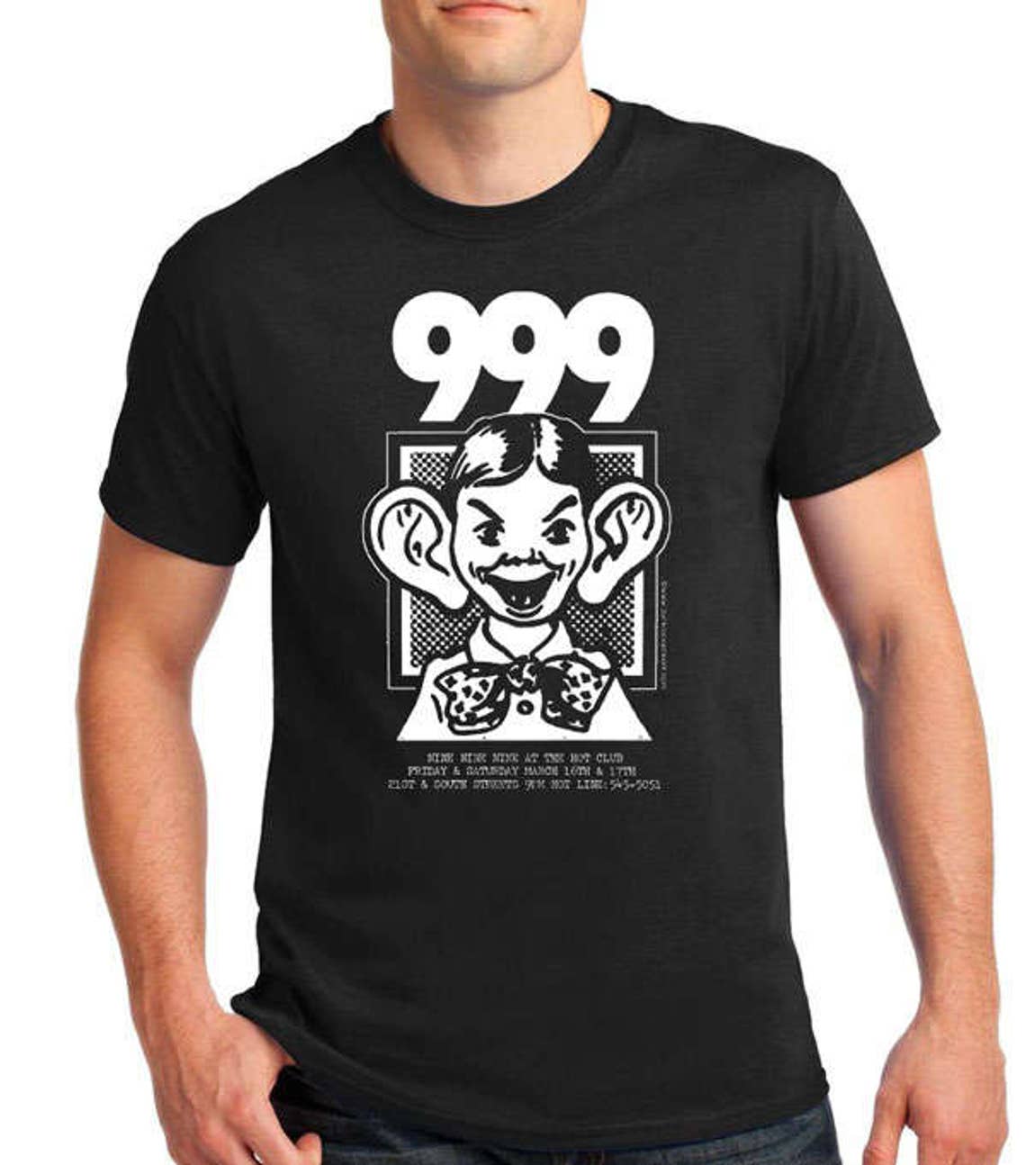 999 British Punk Band Vintage 1978 Artwork Silkscreened in White Ink on ...