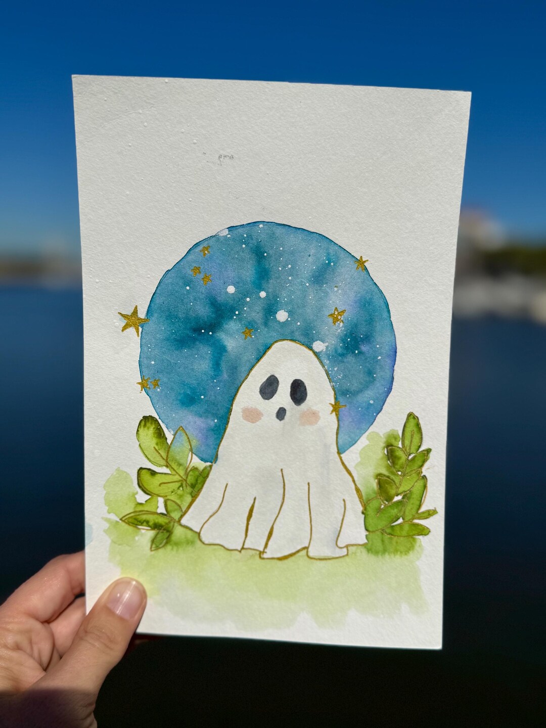 Galactic Ghost Watercolor Painting (NOT a Print) - Etsy