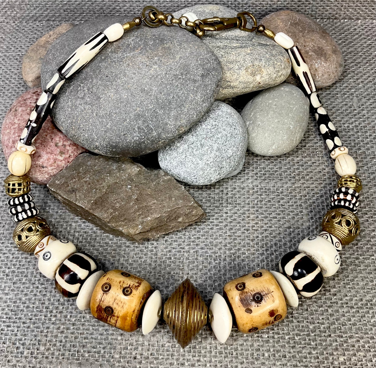 African Bone Beads Necklace for Her, 20 Extendable Necklace Gift for ...