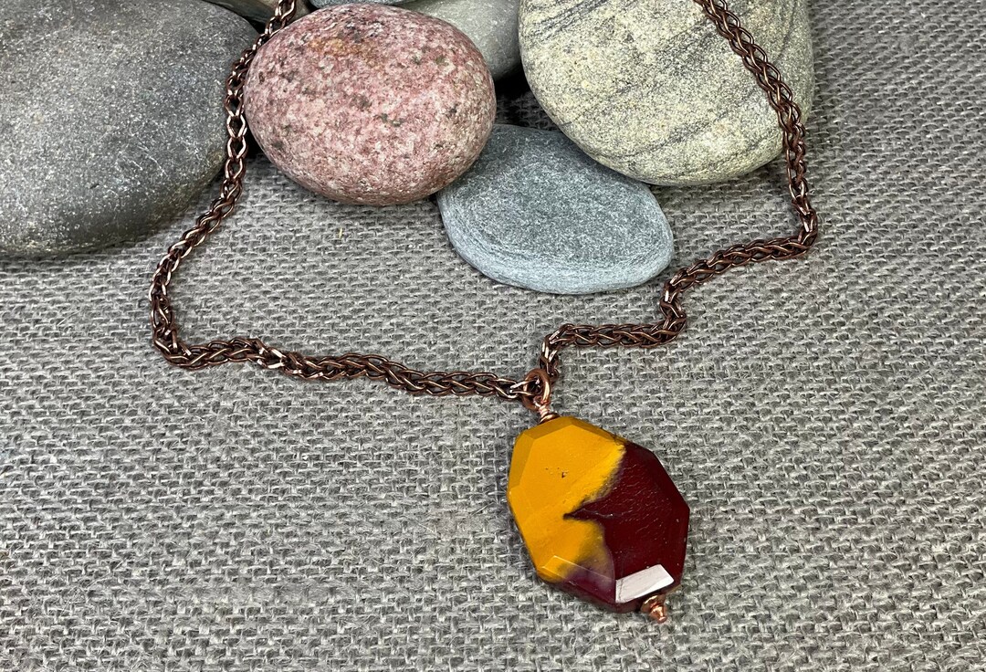 Mookaite Jasper Pendant, 20 Copper Chain Pendant Necklace for Women ...