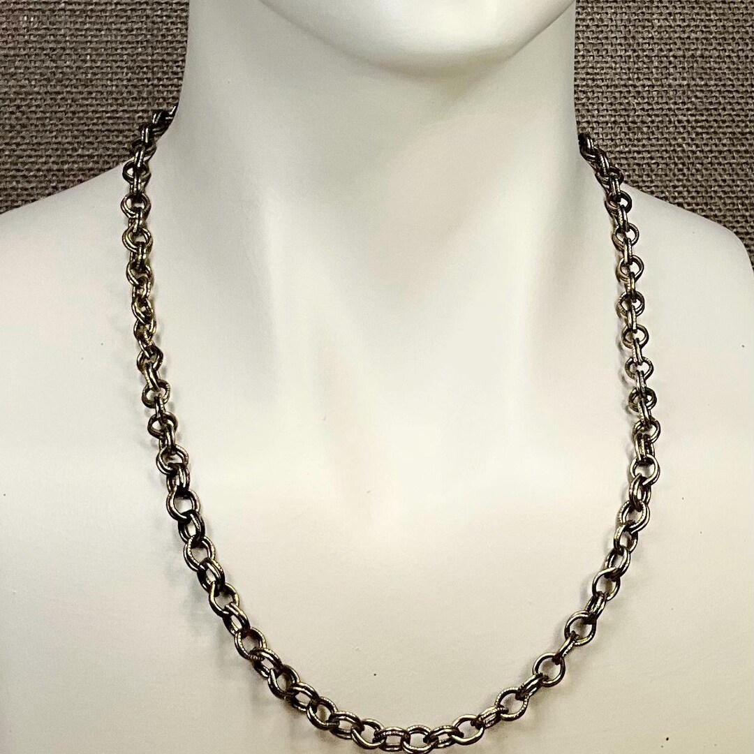Bronze Double Link Chain Necklace - Unisex Heavy Brass Jewelry (26") - Etsy