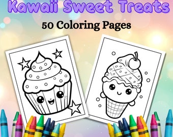 40 Cute Kawaii Coloring Pages for Kids, Sweet Treats Kawaii Coloring ...