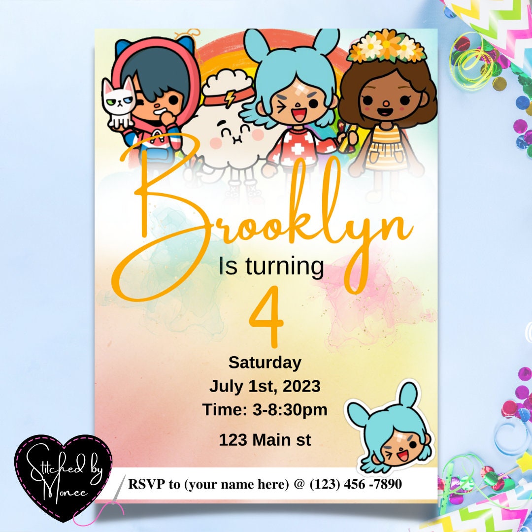 Toca Boca Birthday Invitation Media Flyer Happy Birthday - Etsy