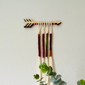 Rainbow Arrow Macrame Wall Hanging Cotton Rope Wool Copper Tape Wood ...