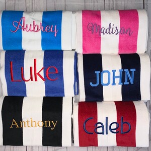 Personalized Striped Beach Towel, Monogrammed Swim Towel, Cabana Stripe ...