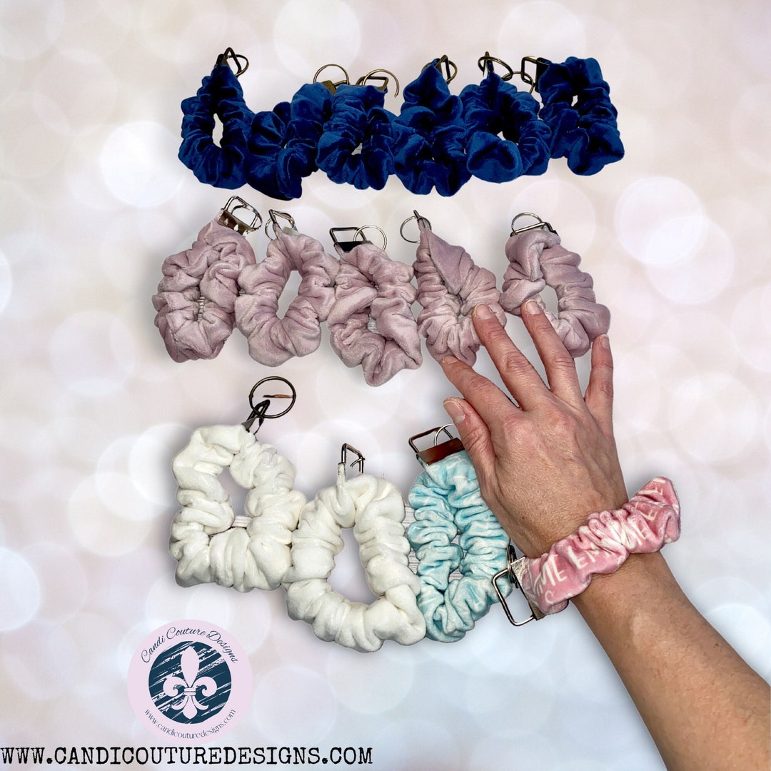 Personalized Velour Scrunchie Key Fob Wristlet Bracelet for Bridal ...