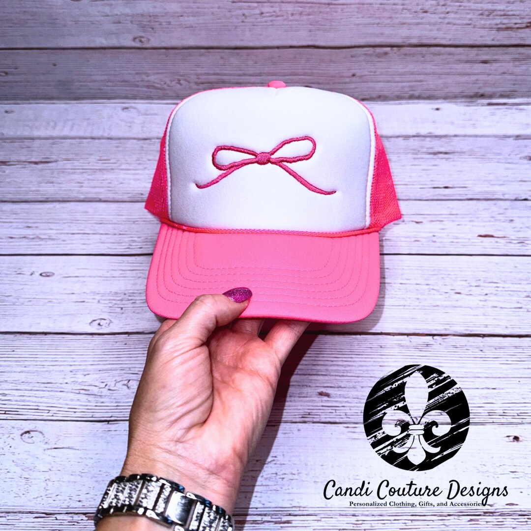 Coquette Style Trucker Hat With Embroidered Bow | Unique Feminine ...
