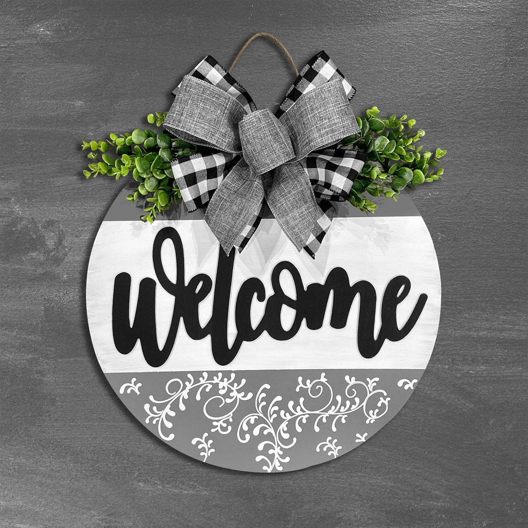 Round Colorblock Welcome Front Door Decor | Welcome Front Door Sign ...