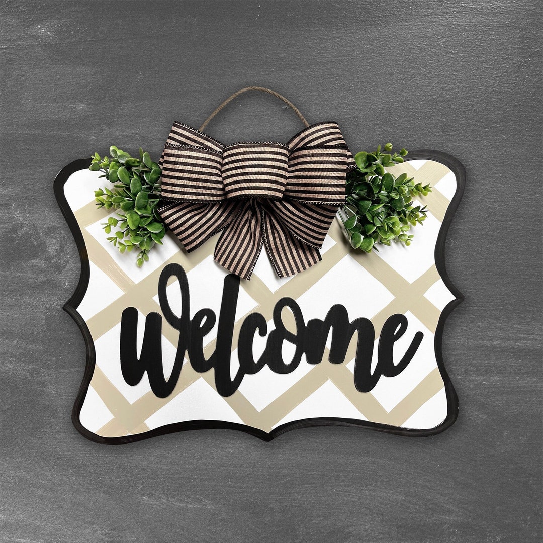 Welcome Door Hanger Front Door Welcome Sign Front Door Decor Front Door ...
