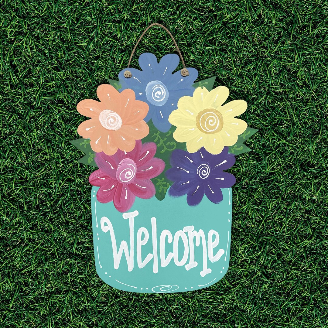 Spring Front Door Decor | Welcome Sign | Spring Wreath | Flower ...
