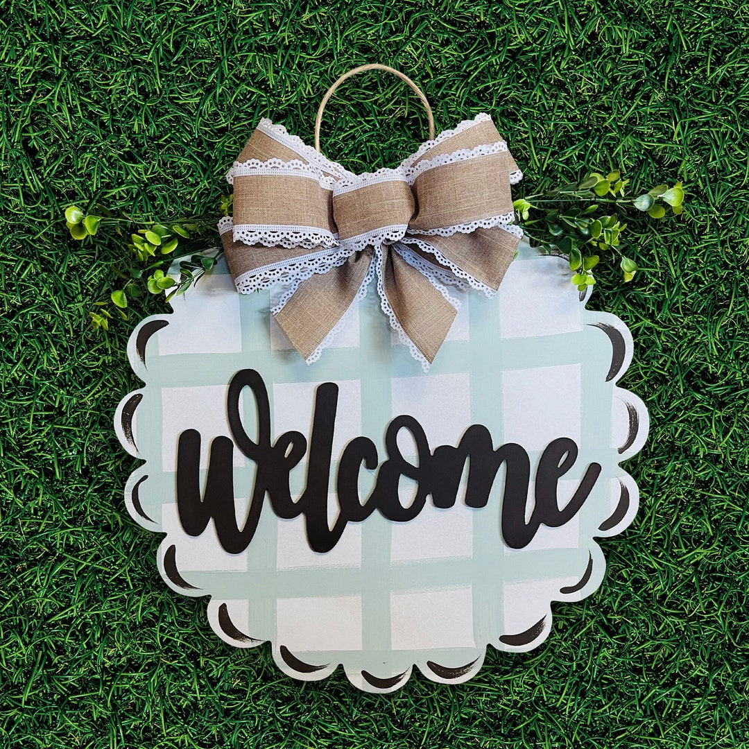 Welcome Circle Door Hanger | Front Door Welcome Sign | Front Door Decor ...