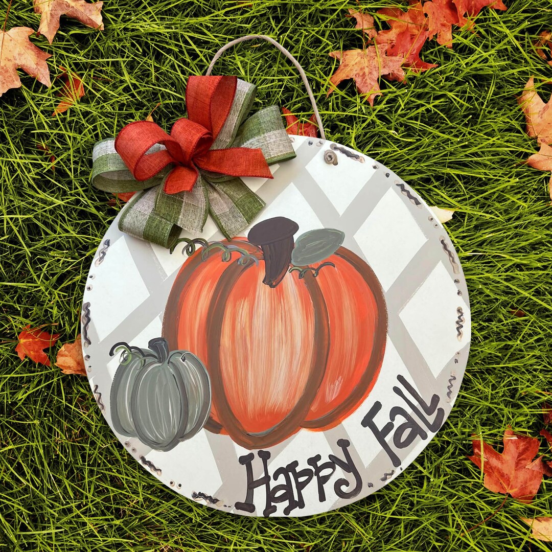 Happy Fall Door Hanger Fall Door Hanger Fall Door Wreath Autumn Wreath ...