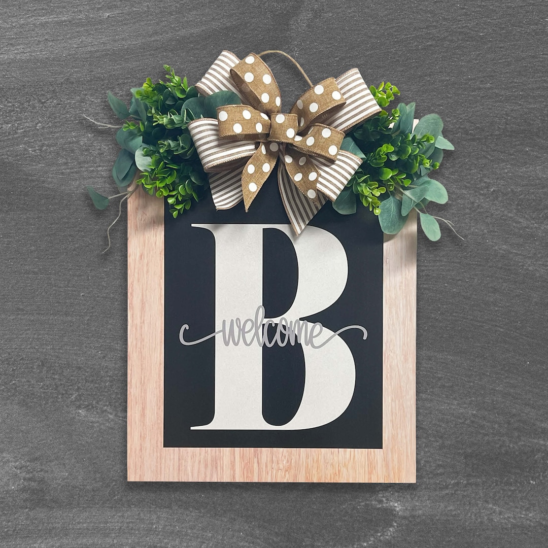 Last Name Initial Front Door Decor | Welcome Sign | Last Name Sign ...