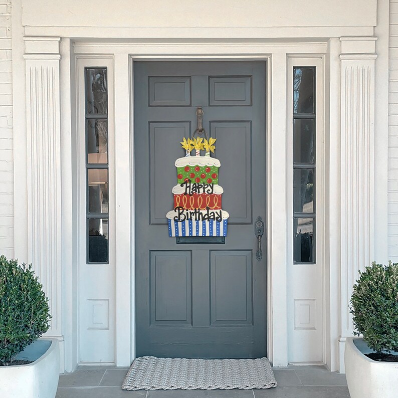 Happy Birthday Door Hanger Birthday Cake Door Hanger Happy - Etsy