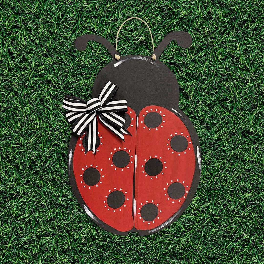 Spring Front Door Decor | Ladybug Welcome Sign | Spring Wreath ...