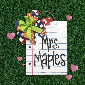 Notebook Paper Teacher Door Sign Classroom Door Sign Teacher ...