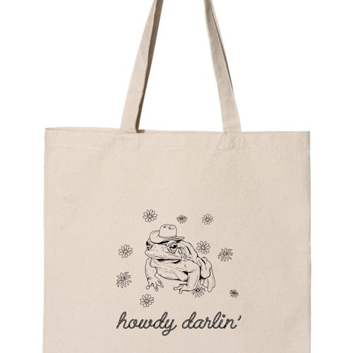 Howdy Darlin' Cowboy Frog Canvas Tote Bag - Etsy