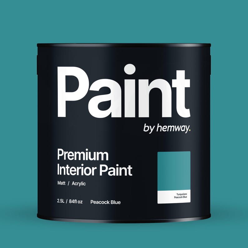 Hemway Peacock Blue Interior Matt Acrylic Paint 2.5L Tin Durable ...