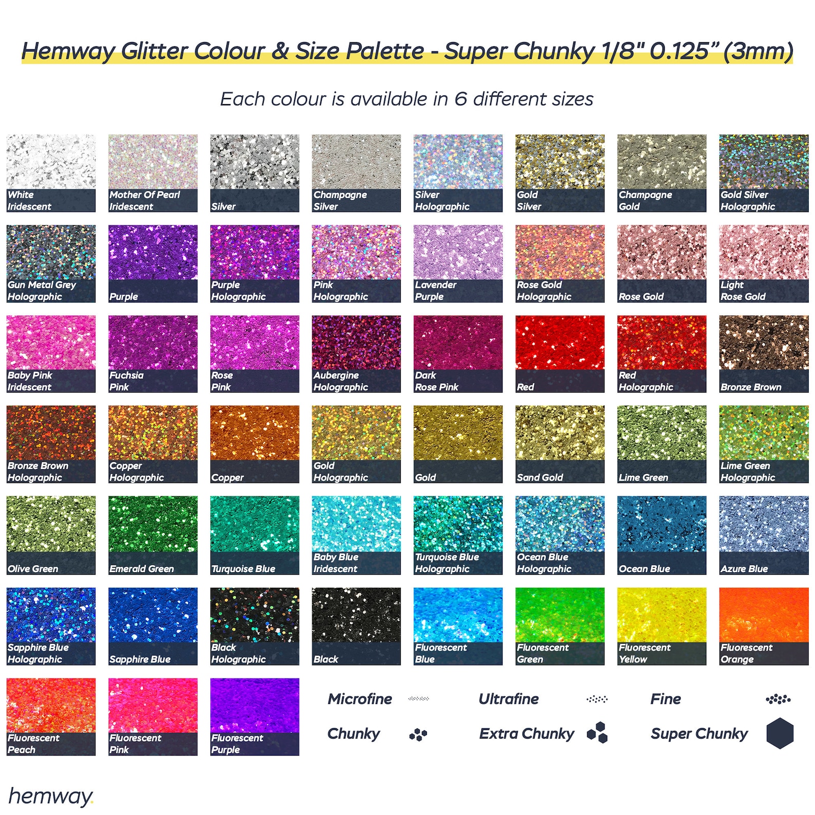 Hemway Glitter MEGA Craft Shaker Super Chunky 1/8 - Etsy UK