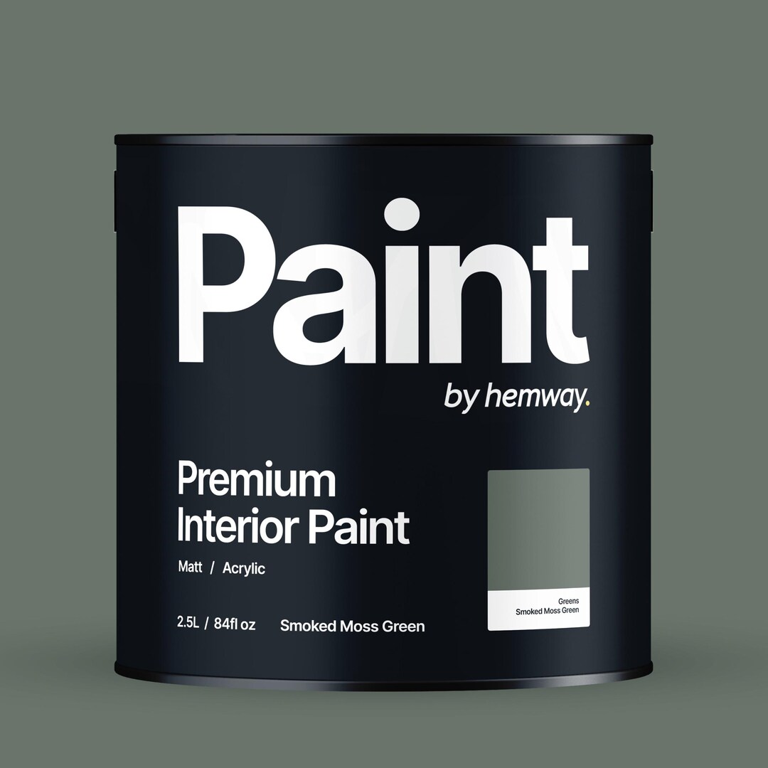 Hemway Smoked Moss Green Interior Matt Acrylic Paint 2.5L Tin Durable ...