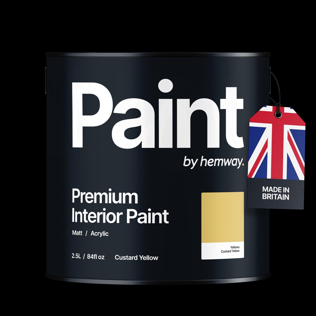 Hemway Custard Yellow Interior Matt Acrylic Paint 2.5L Tin Durable ...
