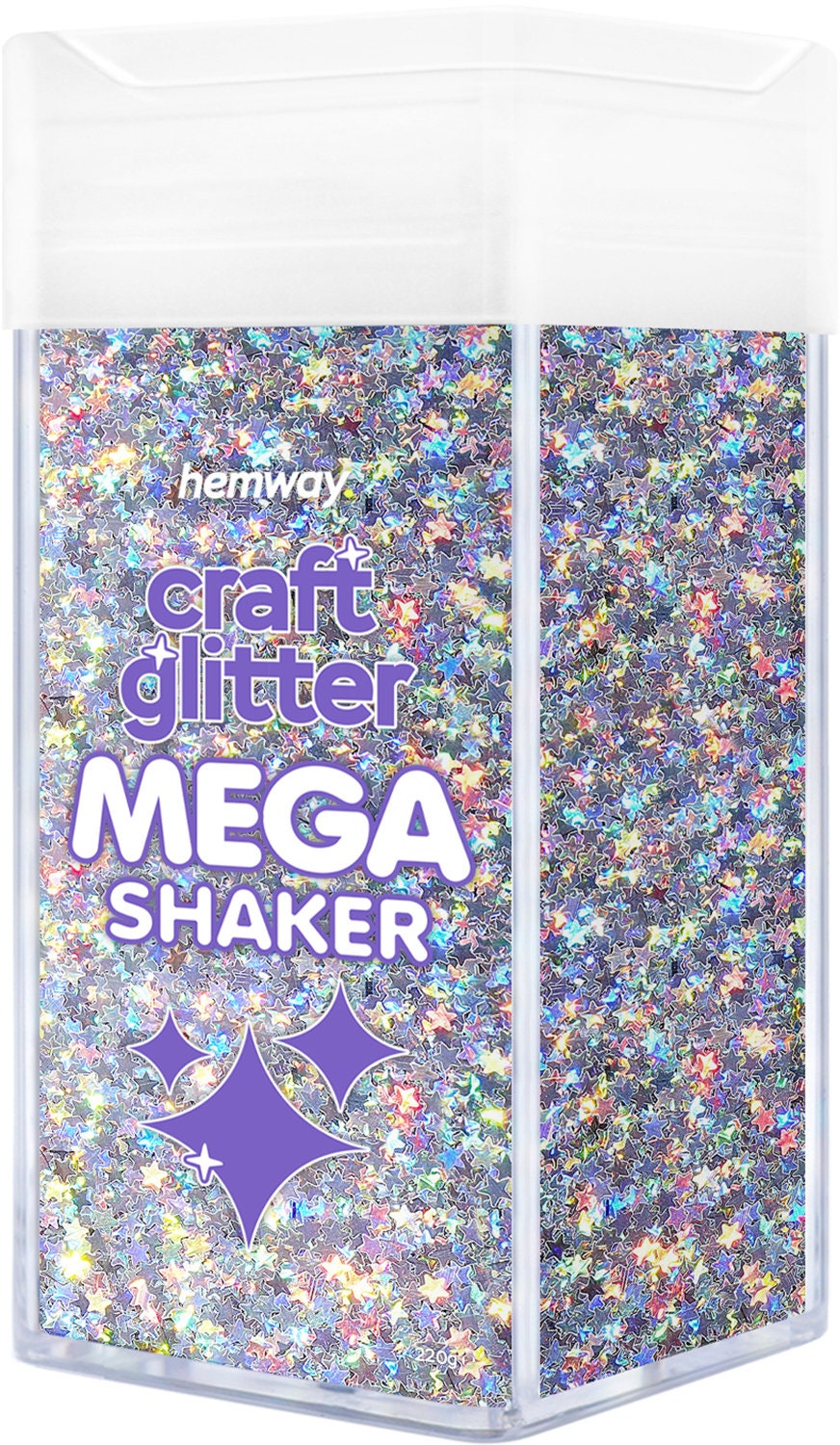 Hemway Glitter MEGA Craft Shaker Shapes 1/8 0.125 3mm 220g Stars Moons ...