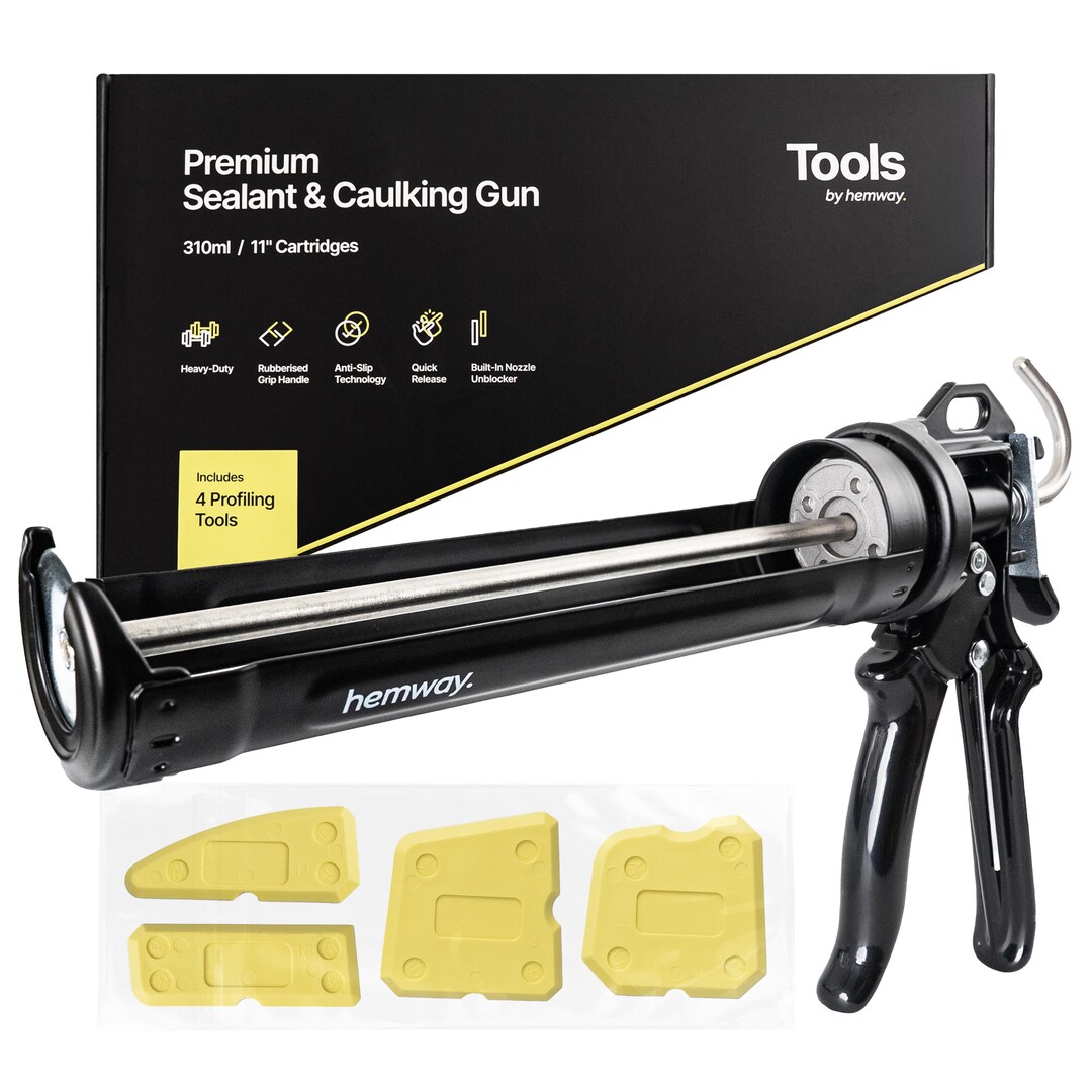 Hemway Premium Sealant Caulking Gun & Profiling Tool 4 Piece Kit ...