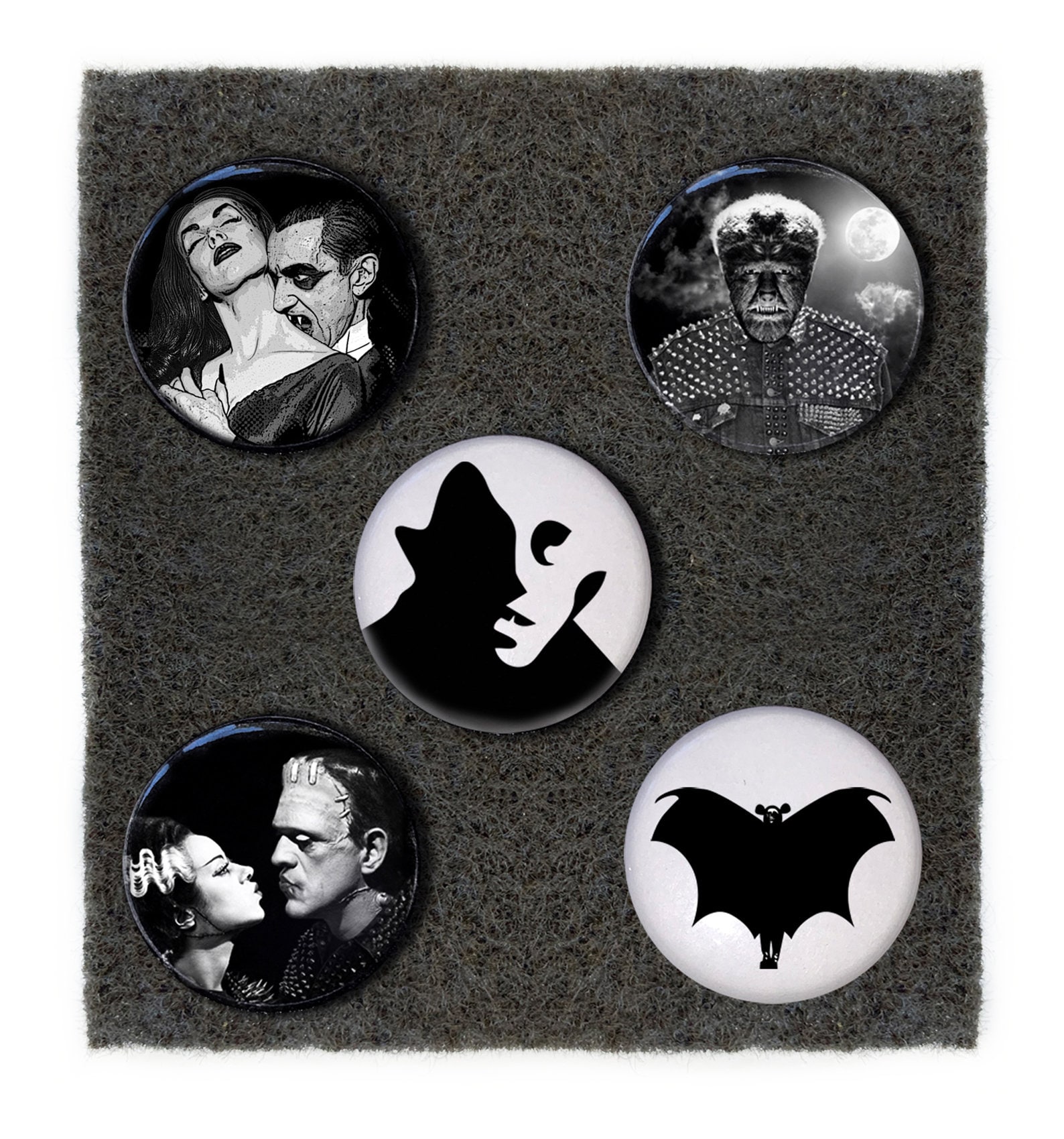 1" Monster Mash Classic Horror Halloween Buttons - Etsy