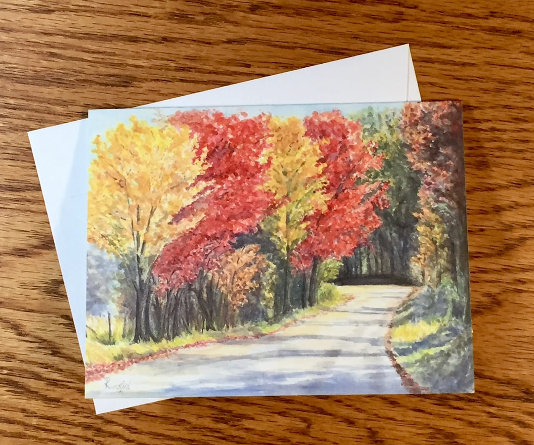 6 Fall Watercolor Note Cards, Blank Inside, From My Watercolor Painting ...