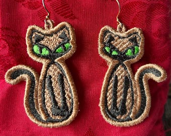 FSL Free Standing Lace Siamese Cat Earrings Machine Embroidery File ...