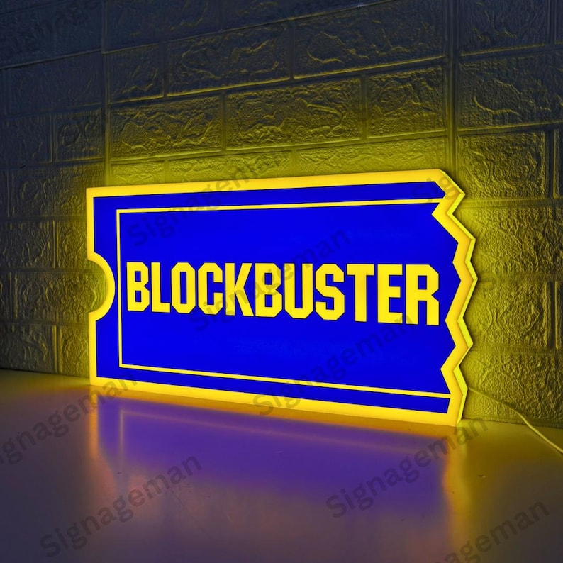 Blockbuster Video Sign With Yellow Sidelit (halo Effect) | Dimmable LED ...