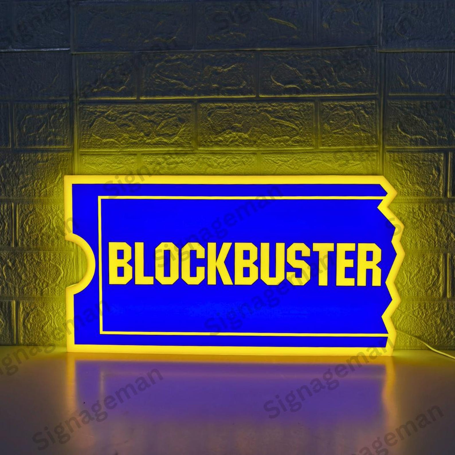 Blockbuster Video Sign With Yellow Sidelit (halo Effect) | Dimmable LED ...