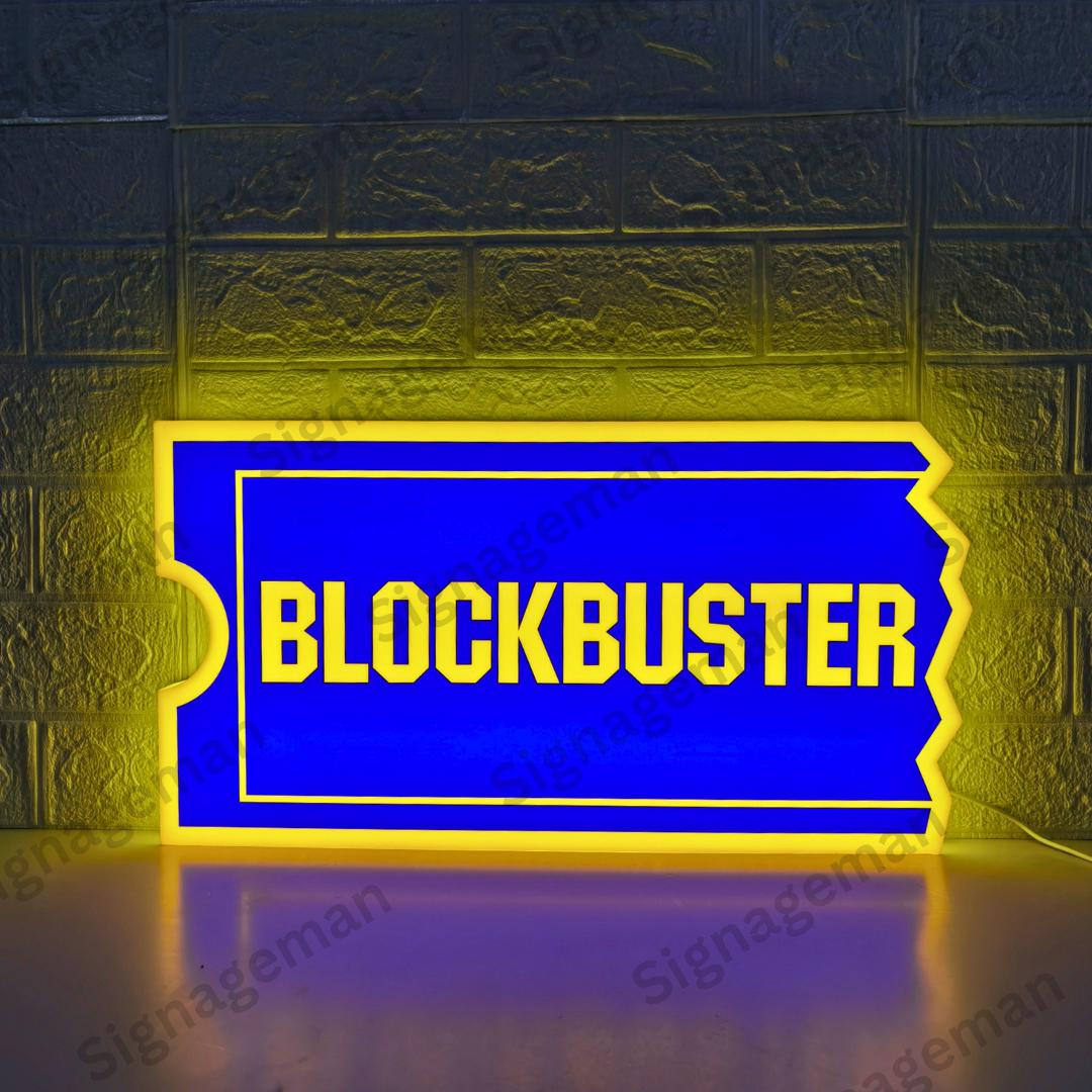 Blockbuster Video Sign With Yellow Sidelit (halo Effect) | Dimmable LED ...