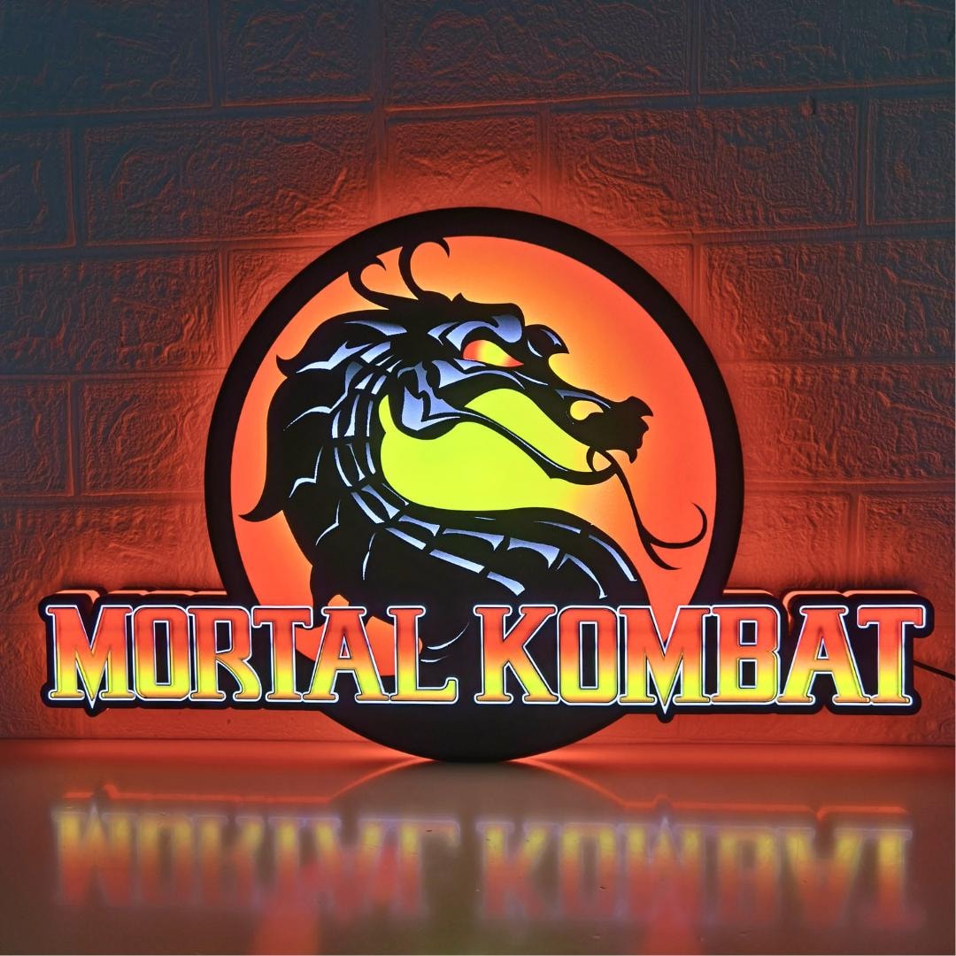 Mortal Kombat LED Lightbox Sign - 3D Printed Contour Logo, Gaming Wall Art | Full Dimmable ...
