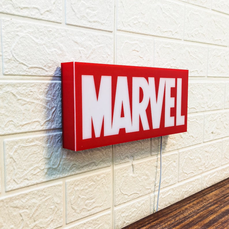 Marvel Logo LED Sign Marvel Gifts for Men Superhero - Etsy