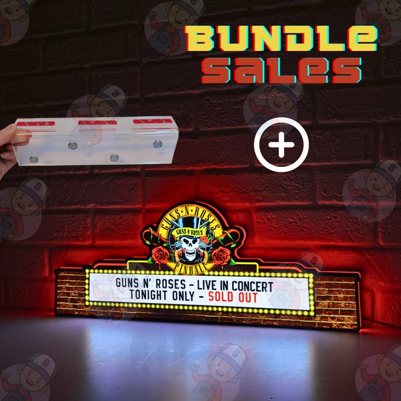 Guns N' Roses Pinball Topper, LED Lightbox, USB Powered - Etsy