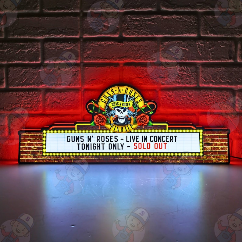 Guns N' Roses Pinball Topper, LED Lightbox, USB Powered - Etsy