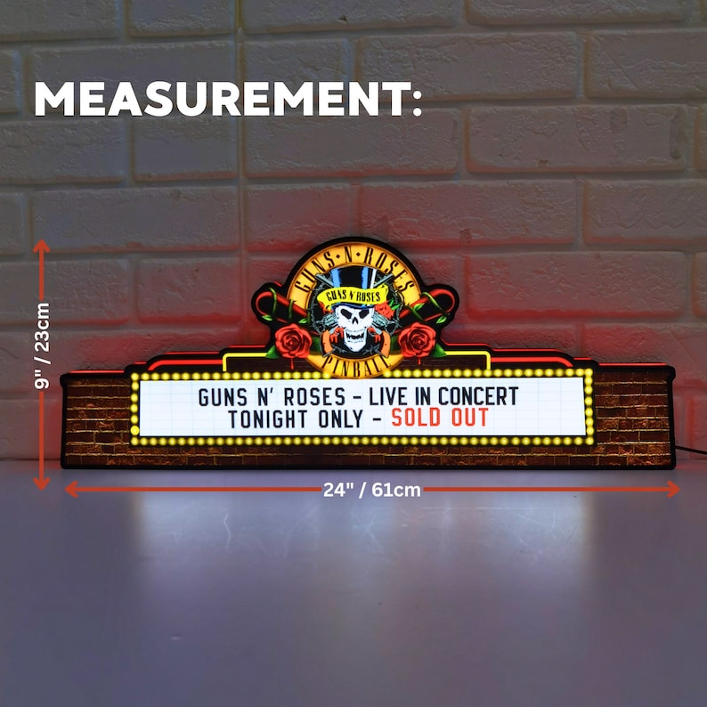 Guns N' Roses Pinball Topper, LED Lightbox, USB Powered - Etsy