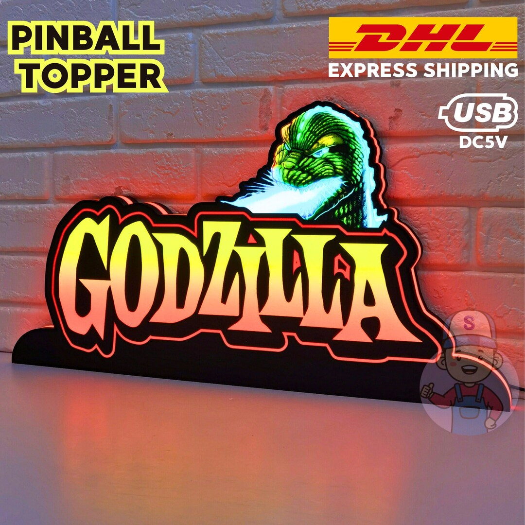 Godzilla Pinball LED Lightbox, Godzilla Pinball Topper, USB Powered and ...