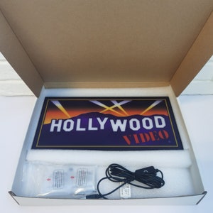 Hollywood Video Sign LED Lightbox: Dimmable USB Powered Man Cave Decor ...