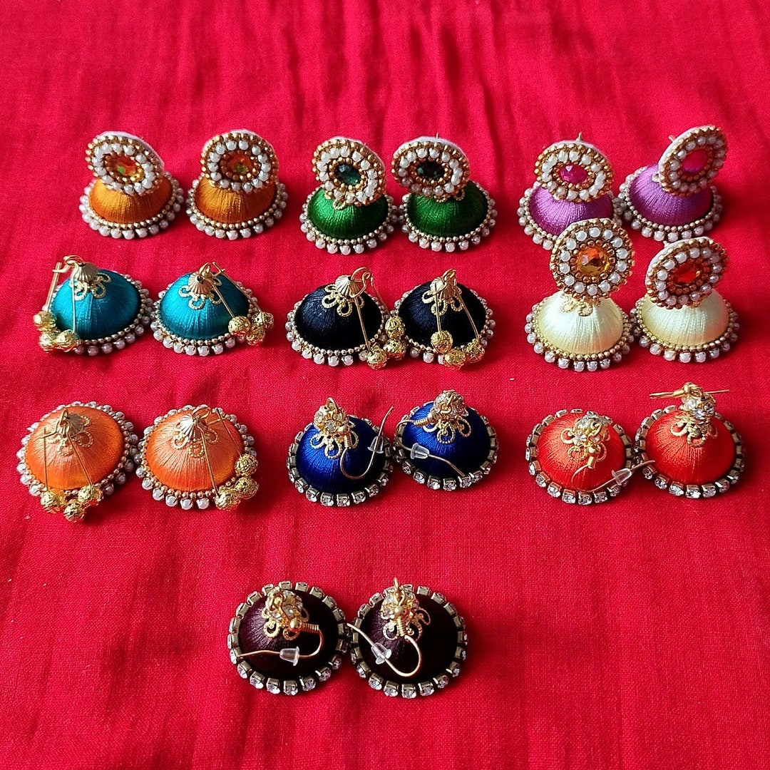 Silk Thread Jhumka Earring 10 Pair for Return Gift , Bulk Order or ...