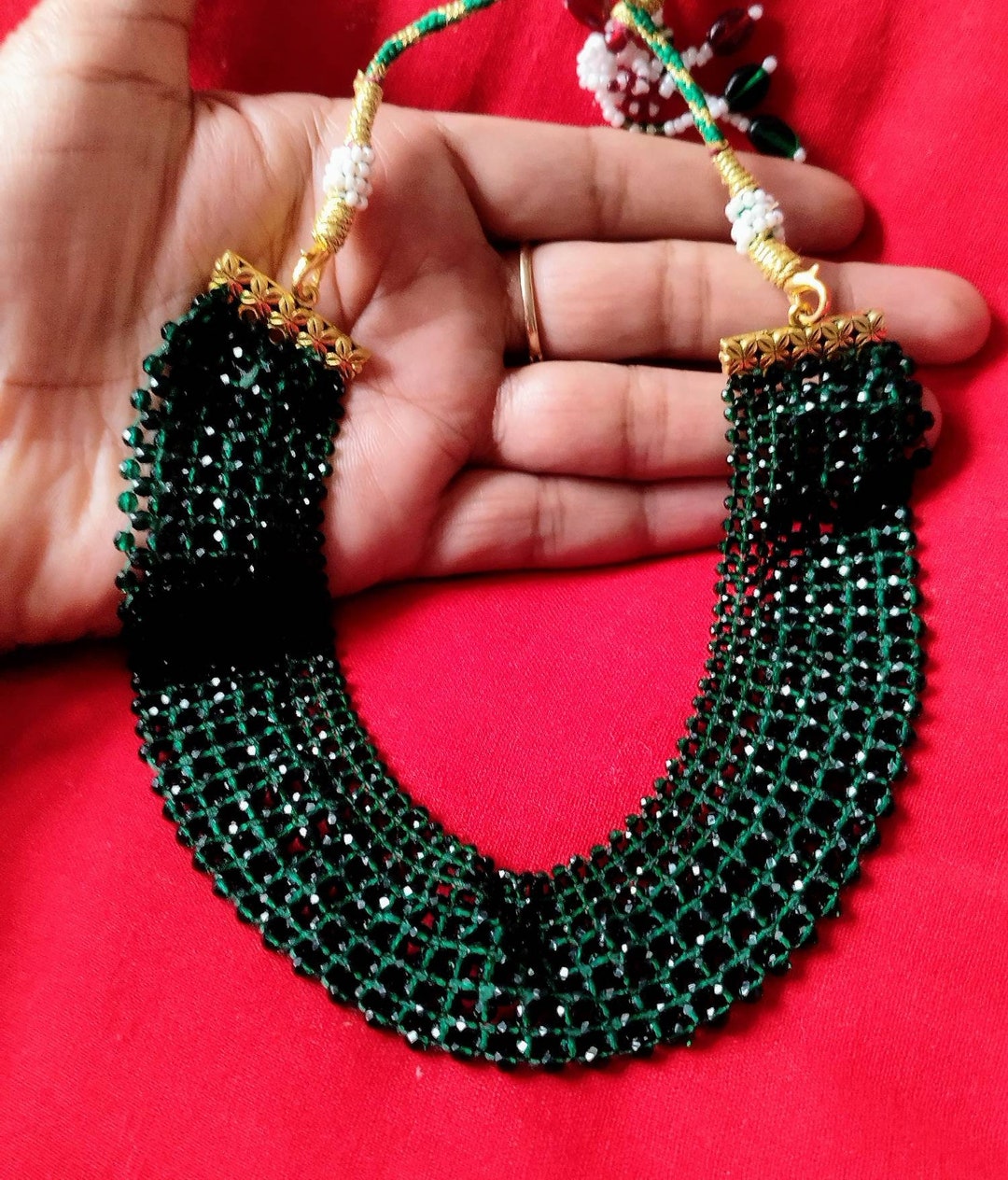 Emerald Green Hydro Beads Necklace AAA Quality Gemstone Necklace Blue ...