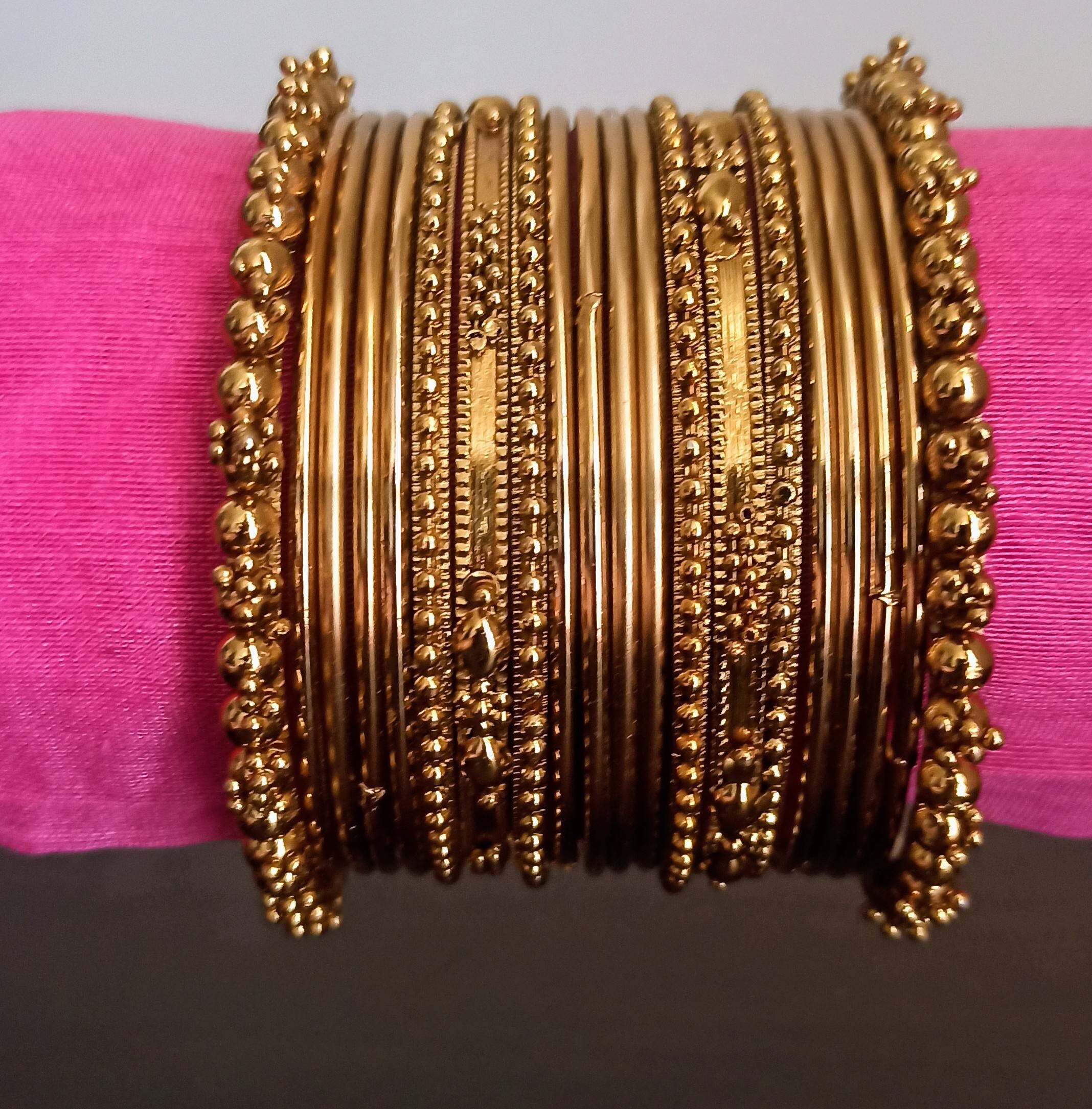 Antique Gold 20 Bangles Set,indian Jewellery,silver Bangles,bangle Set ...