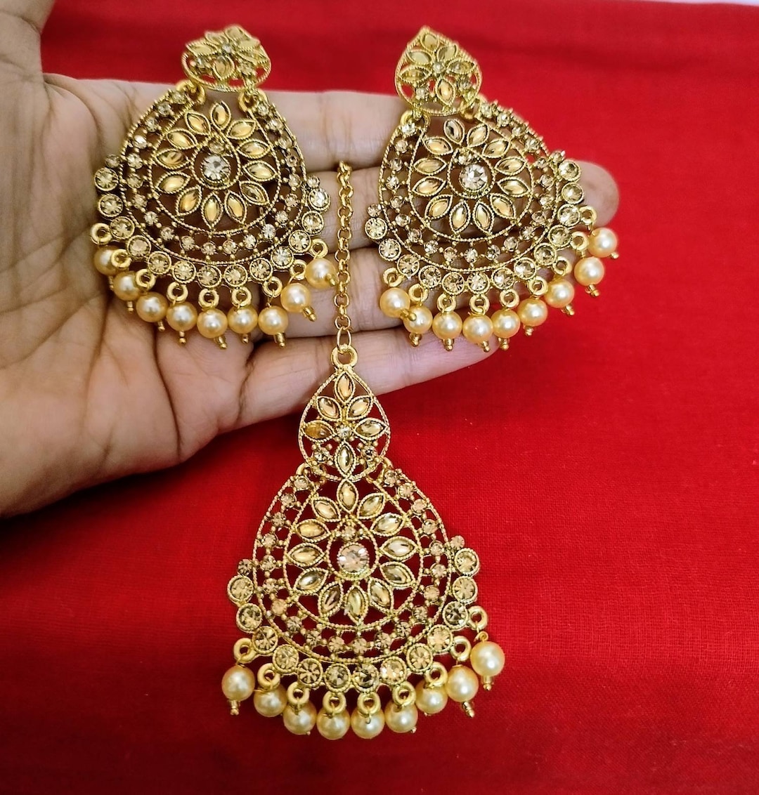Maang Tikka Set,punjabi Jewellery, Kundan Maang Tikka Set,partywear ...