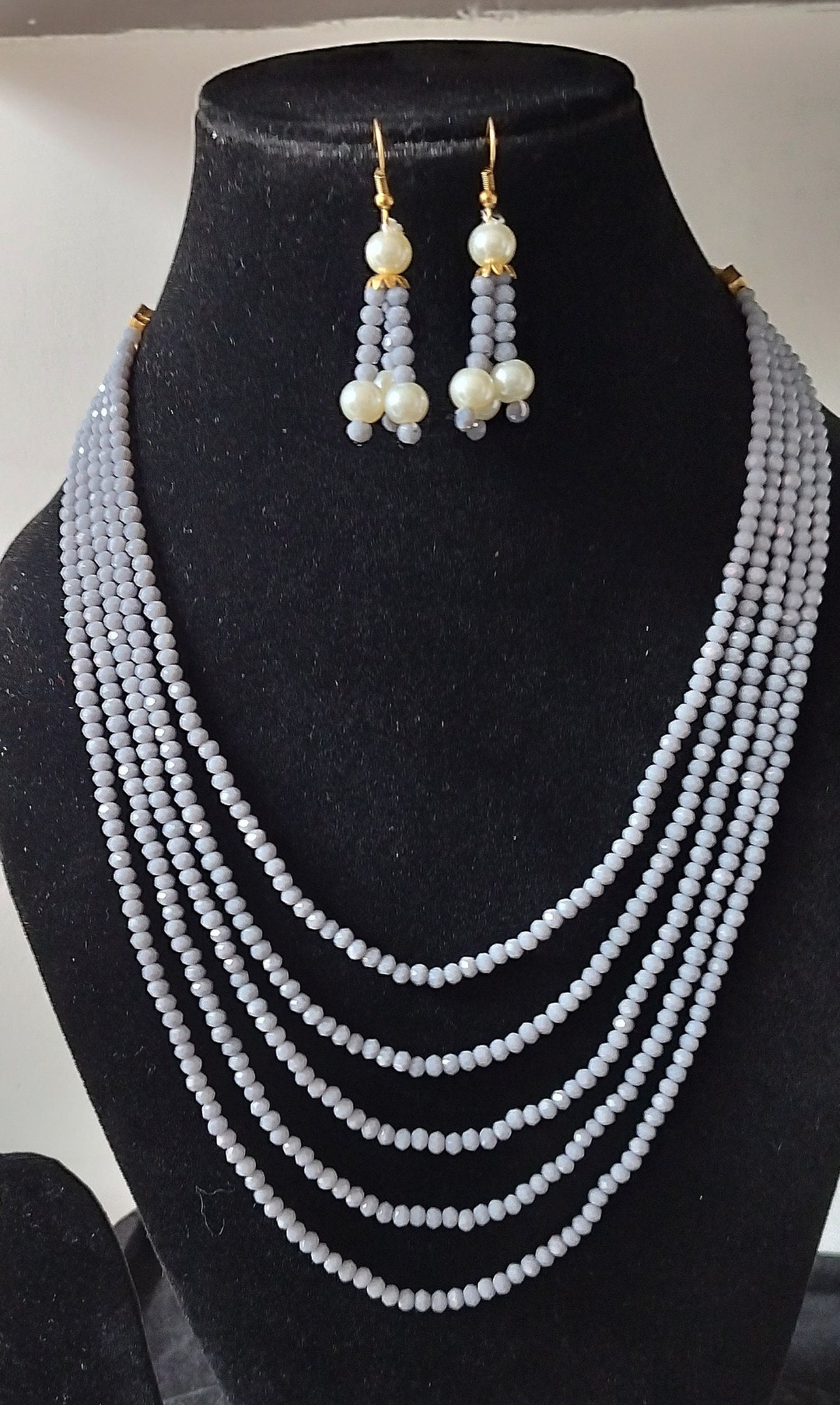 5 Layered Long Onex Beaded Necklace Set ,rani Haar, Indian Jewellery ...