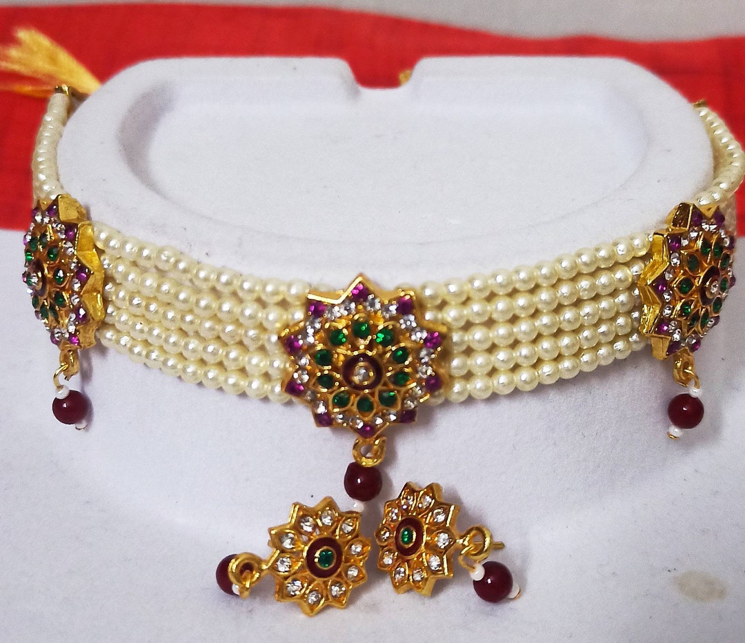 Buy Jadau Choker Set, Chik Set ,beaded Choker Set Indian Jewellery ...