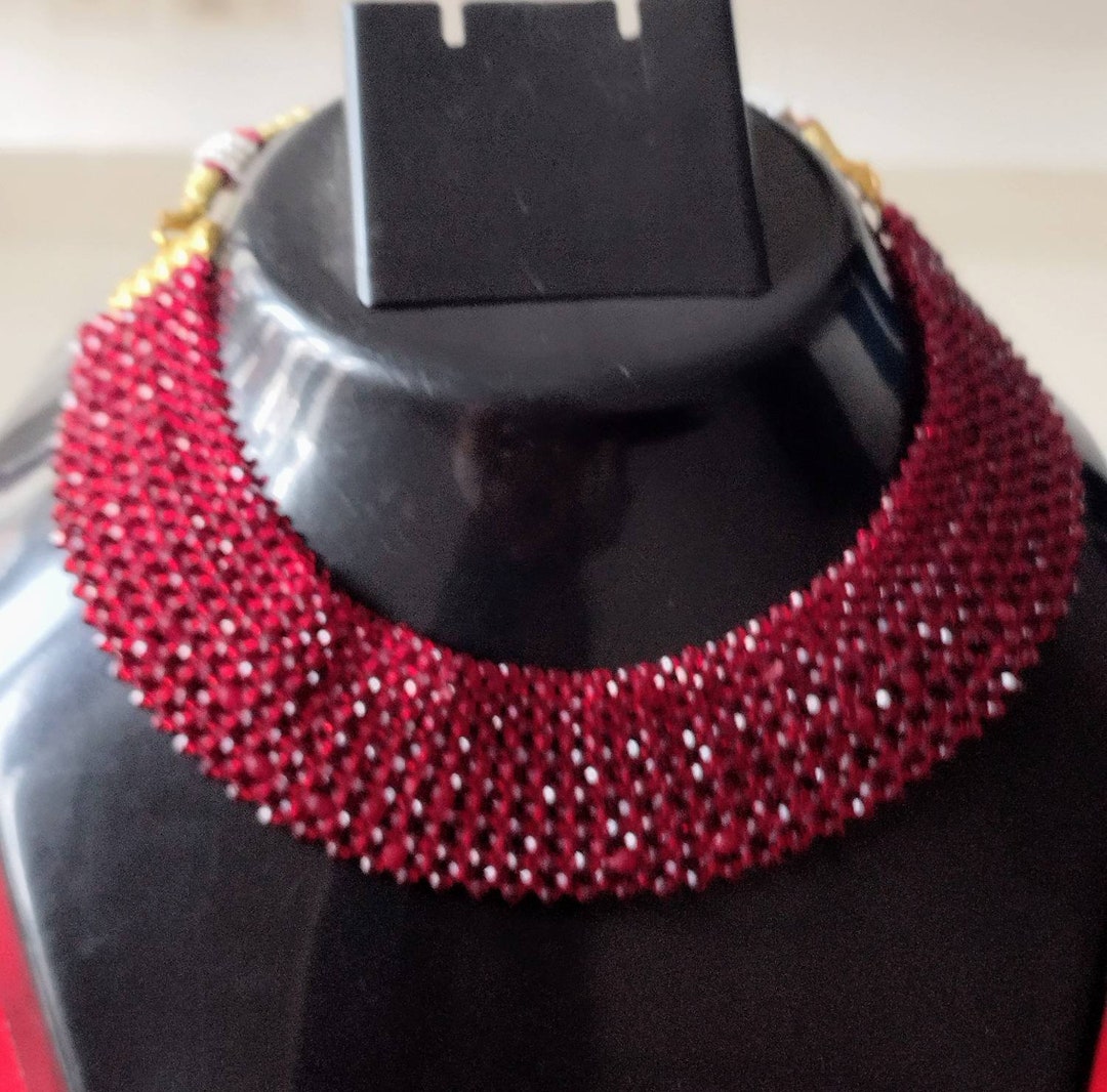 Buy Maroon Hydro Beads Necklace AAA Quality Gemstone Necklace Blue ...