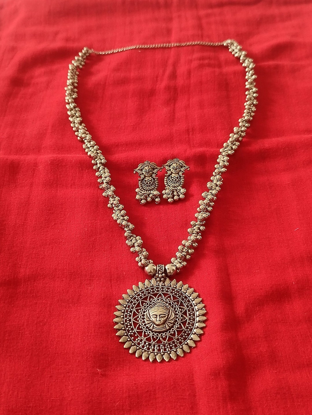 Maa Durga Oxidised Jewelry, Boho Statement Jewelry,silver Oxidised ...