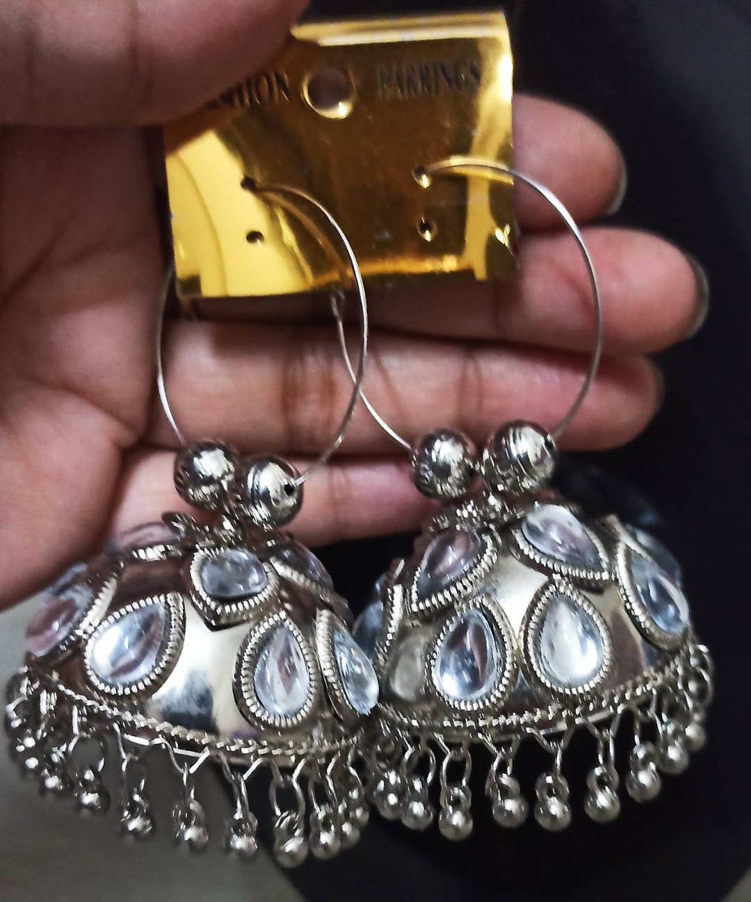 Buy Silver Oxidised Earring,hoop Earrings, Big Jhumkas, Indian Handmade ...